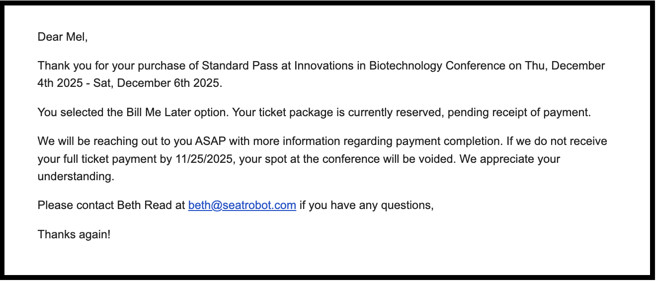 Bill Me Later Ticket Confirmation – Seatrobot Support