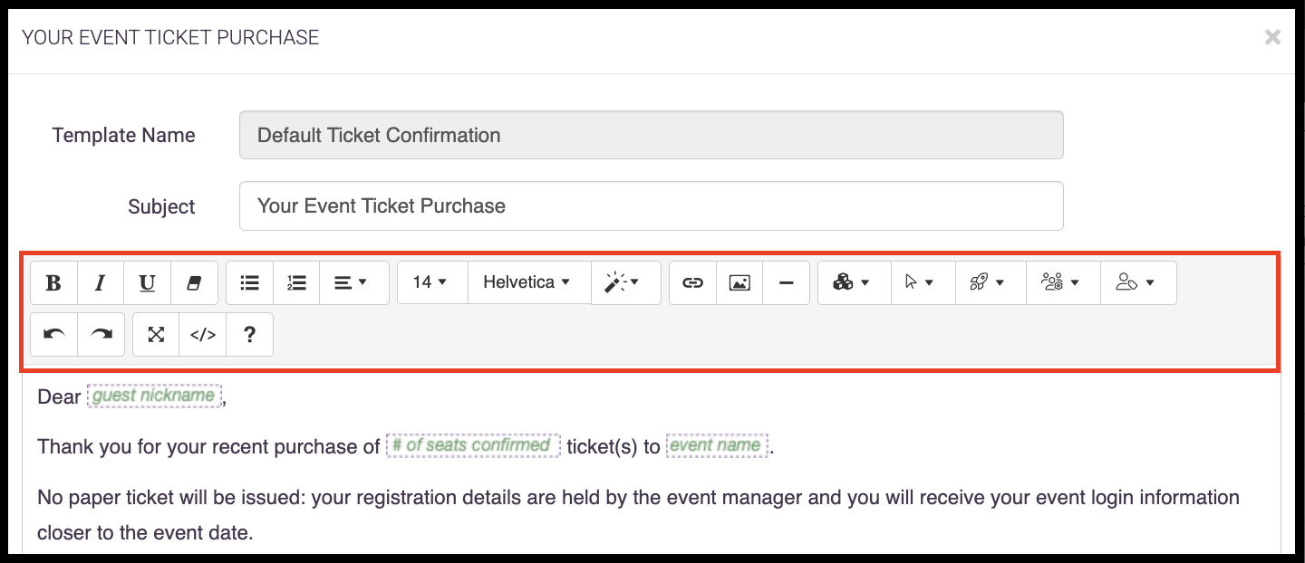 Default Ticket Confirmation – Seatrobot Support